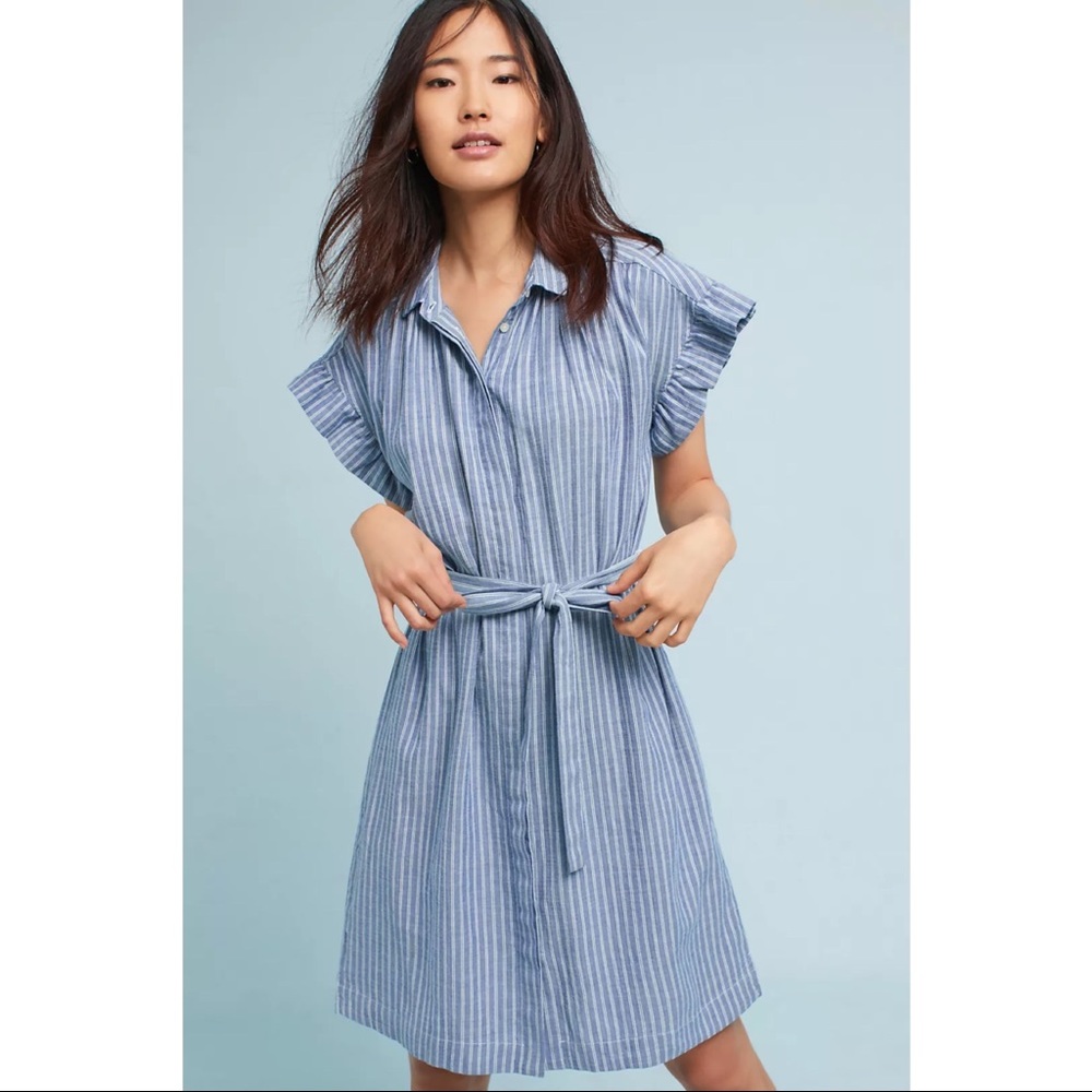 Isabella Sinclair Piper Flutter-Sleeve Shirtdress - Gem